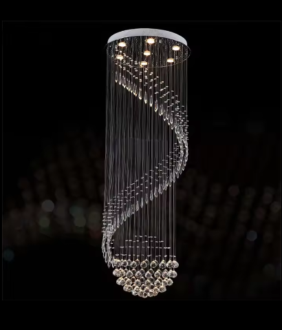 LED crystal pendant light 2.5m long Modern Villa MEGA LIGHTING