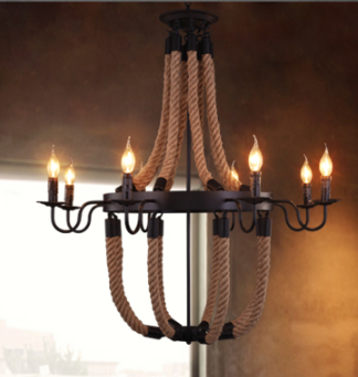 Black Color rope Pendant chandelier Fixtures | MEGA LIGHTING